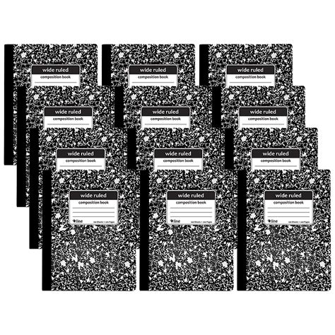 C Line Composition Notebooks 100 Sheets Wide Ruled Black Marble 12