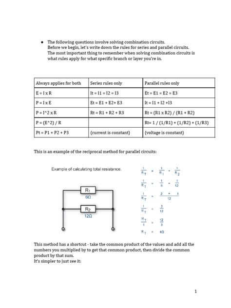 Combination Circuit Problem Solving Pdf Series And Parallel Circuits Electrical Network