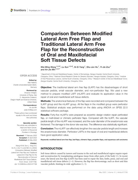 Pdf Comparison Between Modified Lateral Arm Free Flap And Traditional Lateral Arm Free Flap