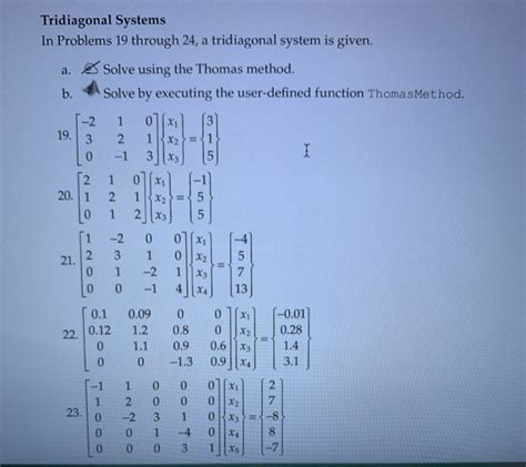 Solved Tridiagonal Systems In Problems 19 Through 24 A
