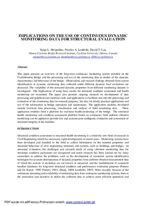 pdf implications on the use of continuous dynamic monitoring data for