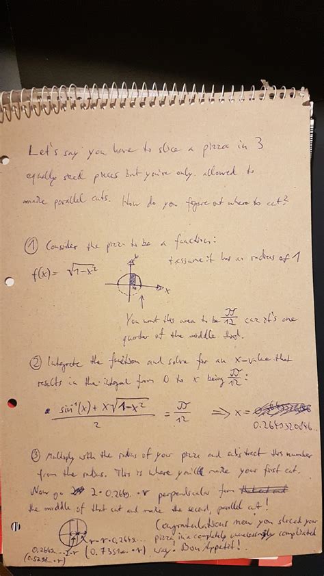 How To Slice A Pizza In 3 Equally Sized Pieces While Only Cutting Parallel Rmathmemes