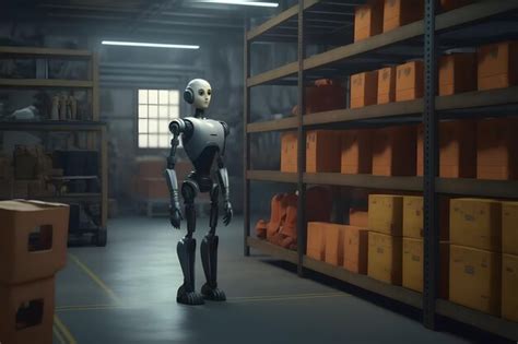 Premium Photo Innovative Industry Robot Working In Warehouse For Human Labor Replacement