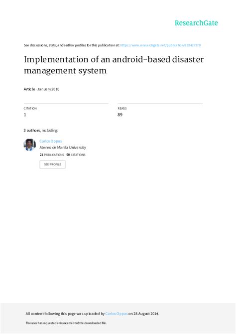 pdf implementation of an android based disaster management system