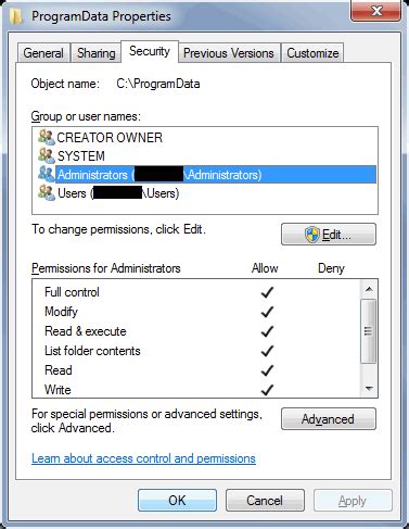 Solved Users Can Not Access C Programdata Directory Experts Exchange