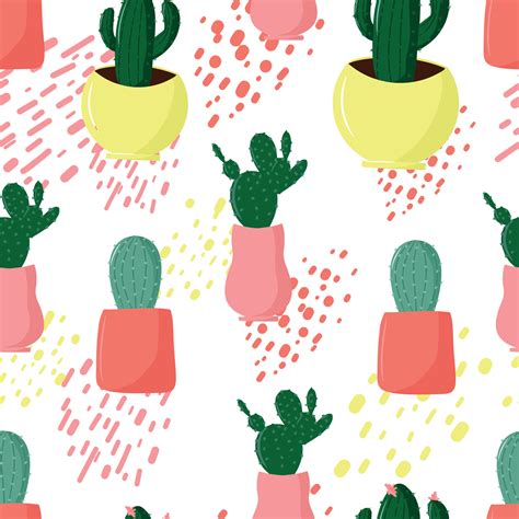 Seamless Pattern With Cacti Pattern With Cacti And Sticks Summer