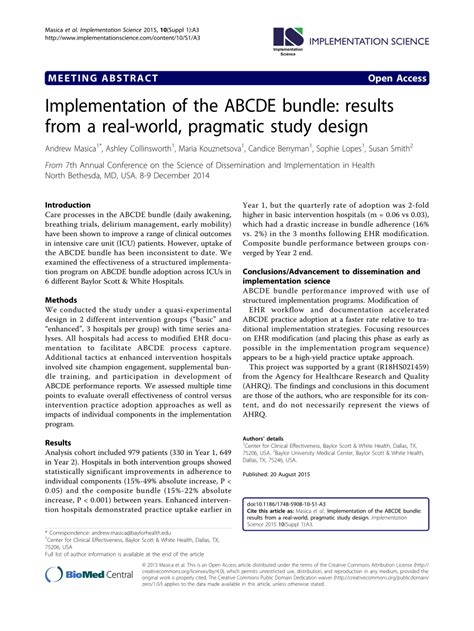 Pdf Implementation Of The Abcde Bundle Results From A Real World