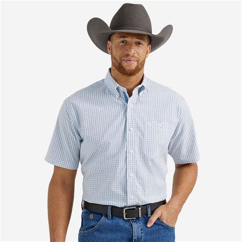 Wrangler George Strait Blue Plaid Mens Shirt 112346538