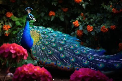 Premium Ai Image A Majestic Peacock Display