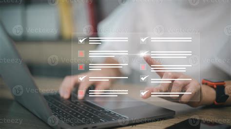 Businesswoman Take An Assessment Questionnaire Evaluation Online Survey Online Exam Choosing