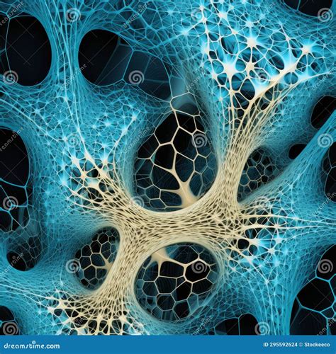 Biomimicry Inspired Big Data Background With Intricate Cell Mesh Stock