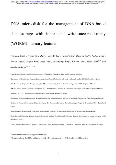 [pdf] dna micro disk for the management of dna based data storage with