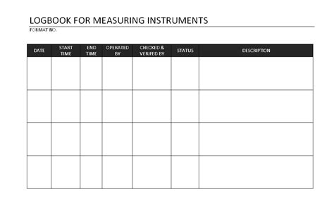 Logbook For Measuring Instruments