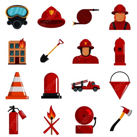 Fire Fighter Vector Hd Png Images Fire Fighter Icons Set On Accident