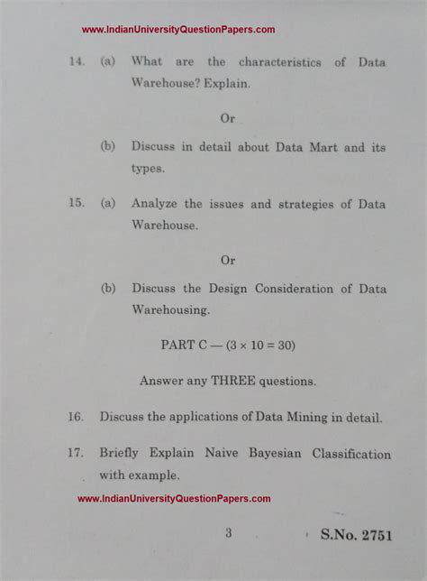 Bharathidasan University M Sc Computer Science Rd Semester DATA MINING AND WAREHOUSING Nov