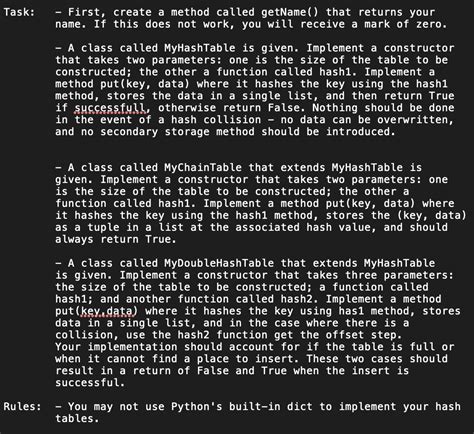 This Is A Python Question Hash Tables The Goal Of Chegg Com