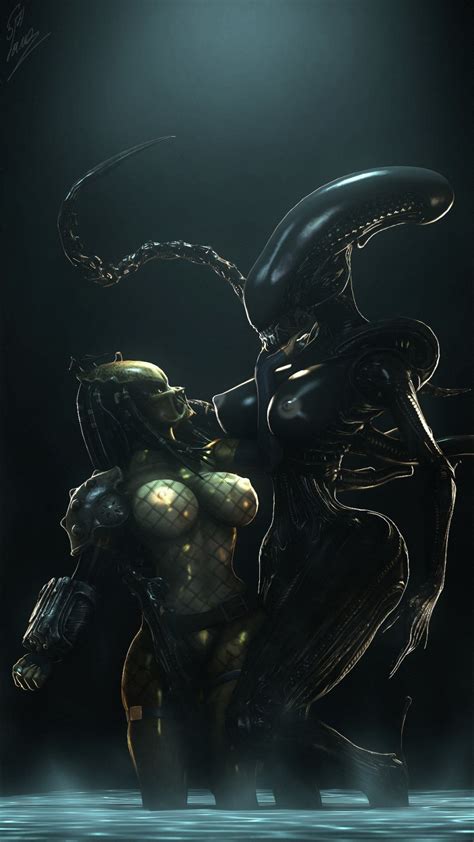Rule 34 2girls 3d Alien Alien Franchise Alien Vs Predator Areolae Breasts Female Female Only