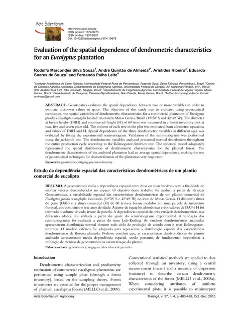 Pdf Evaluation Of The Spatial Dependence Of Dendrometric