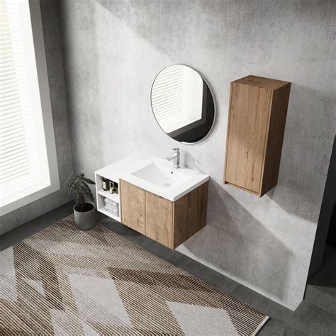 Hokku Designs Bathroom Vanity With Resin Basin And Side Compartment