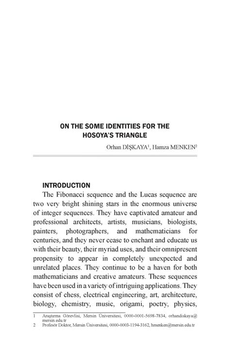 Pdf The Some Identities For The Hosoyas Triangle
