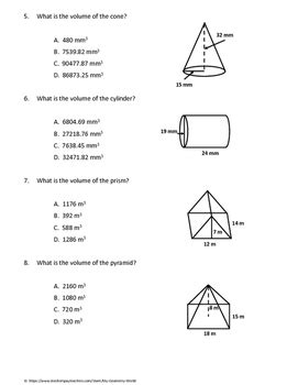 Geometry Test Volume By My Geometry World Teachers Pay Teachers