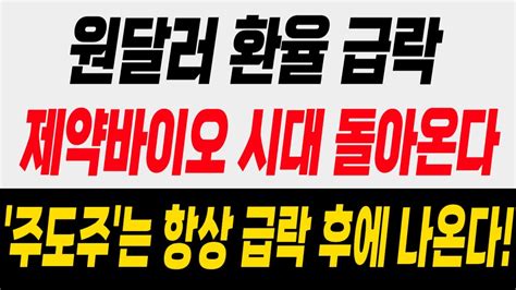 에이비엘바이오 유한양행 오스코텍 제약바이오 시대 돌아온다 엔캐리트레이드의 영향으로 원달러 환율 급락 주도주는 항상 급락 후에