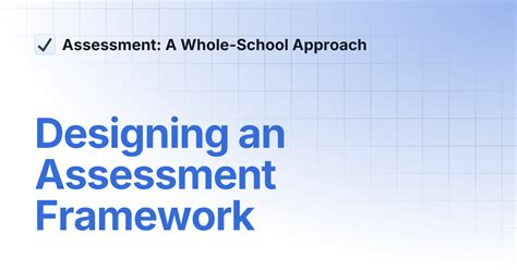 Designing An Assessment Framework Assessment A Whole School Approach