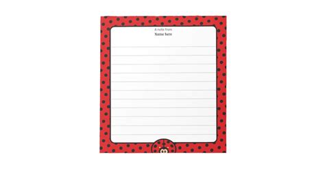Cute Lady Bug Lined Notepad Zazzle