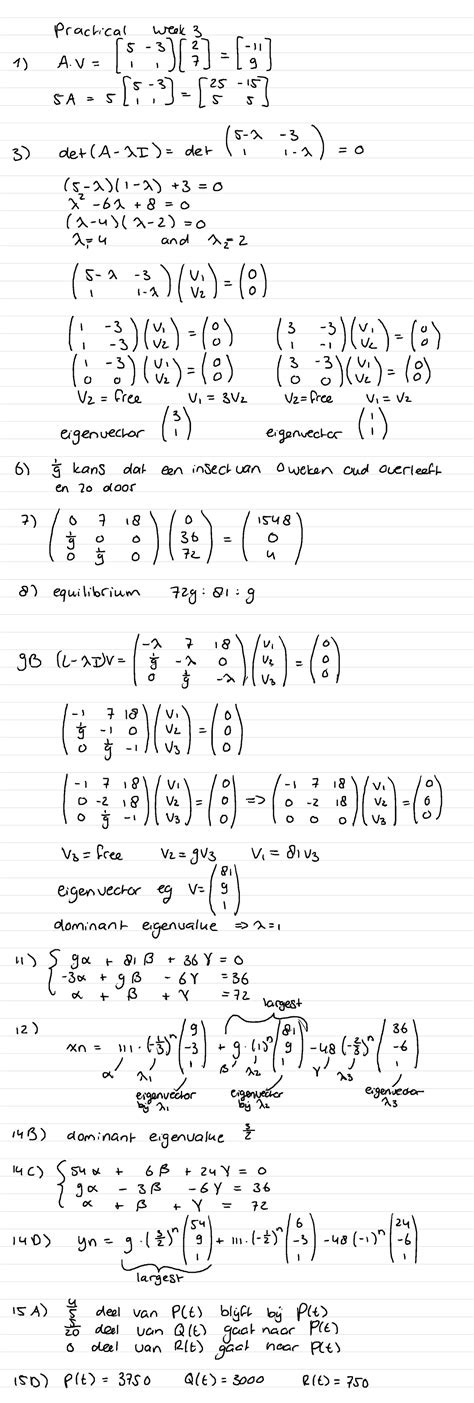 Mathematics 3 Practical Week 3 Eigenvalues And Eigenvectors Notes