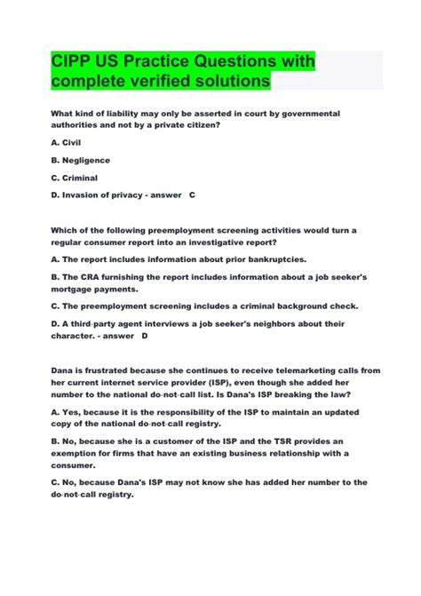 Cipp Us Practice Questions With Complete Verified Solutions Cippus