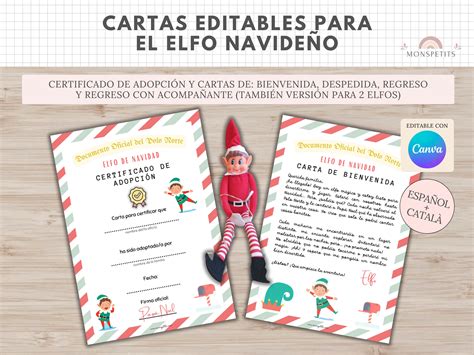 Cartas Editables Canva Elfo Navidad Carta Bienvenida Despedida Christmas Certificado