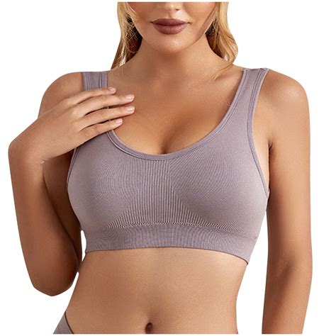Cflvaek Womens Ribbed Sports Bras For Heavy Breasts Comfy Scoop Neck