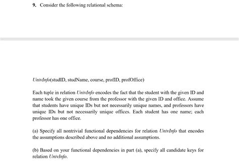 solved 9 consider the following relational schema