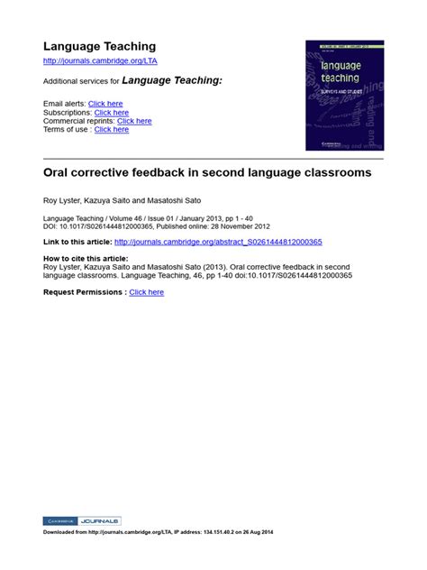 oral corrective feedback in second language classrooms lyster2012 pdf