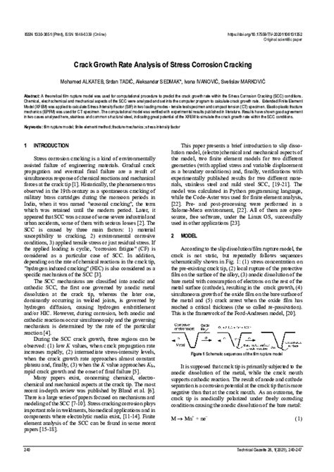 Pdf Crack Growth Rate Analysis Of Stress Corrosion Cracking