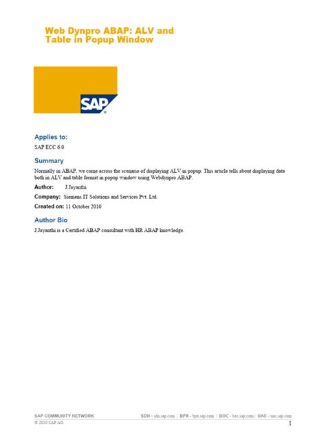 Web Dynpro Abap Alv And Table In Popup Window Pdf World Wide Web
