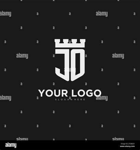 Initials Jo Logo Monogram With Shield And Fortress Design Vector Graphic Stock Vector Image