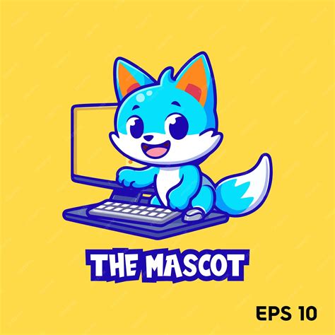 Fox And Computer Mascot Vector Logo Character Cartoon Illustration