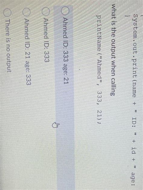 Solved Given the following code: public static void | Chegg.com
