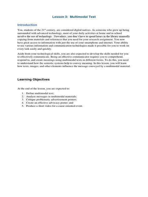 Mulitmodal Text Pdf Filmmaking Communication