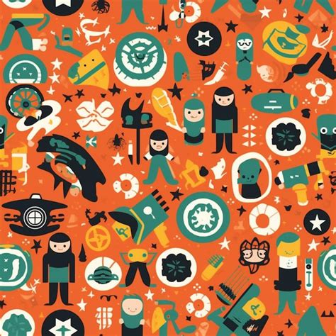 Premium Ai Image A Close Up Of A Pattern Of Various People And Objects Generative Ai