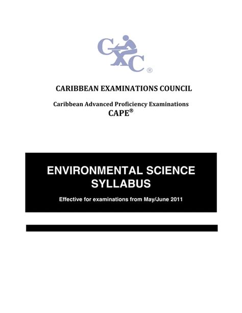 Cape Environmental Science Syllabus PDF Educational Assessment Education