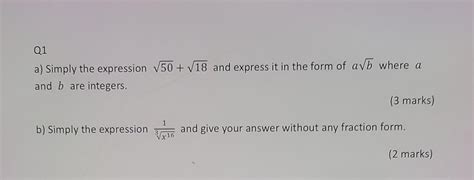 Solved Q1 A Simply The Expression 50 18 And Express It In Chegg Com