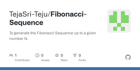 GitHub TejaSri Teju Fibonacci Sequence To Generate The Fibonacci Sequence Up To A Given Number N