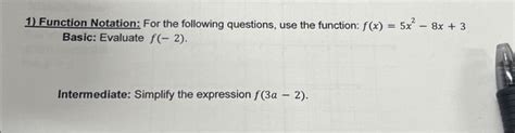 Solved 1 Function Notation For The Following Questions