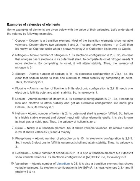 Solution What Is Valency Chart With Example Studypool