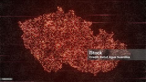 미래형 레드 시니 디지털 Hud 스퀘어 요소 모자이크 그리드 체코 공화국의 평면 스크린 수평 조명 줄무늬 체코에 대한 스톡 벡터