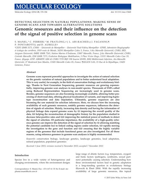 pdf genomic resources and their influence on the detection of the