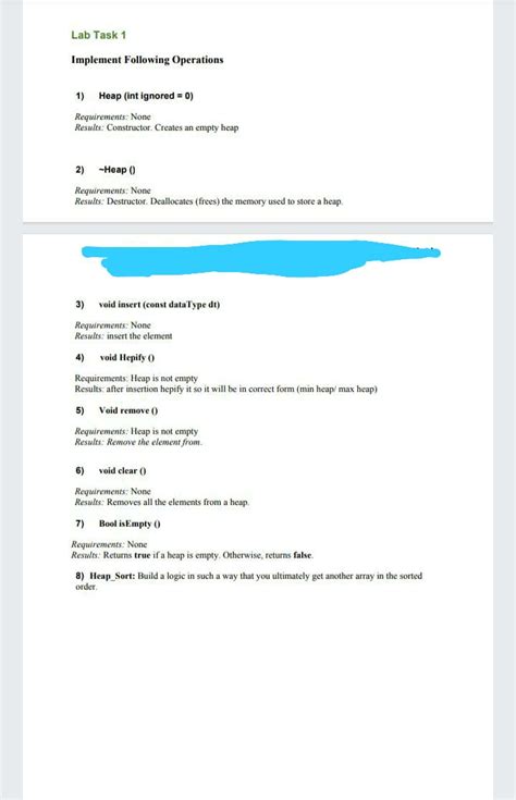 Solved Lab Task Implement Following Operations Heap Chegg