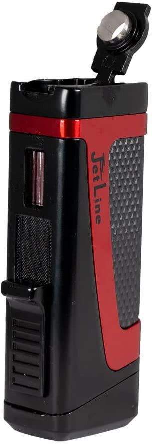Jetline Hurricane Triple Jet Torch Cigar Lighter Red And Black New